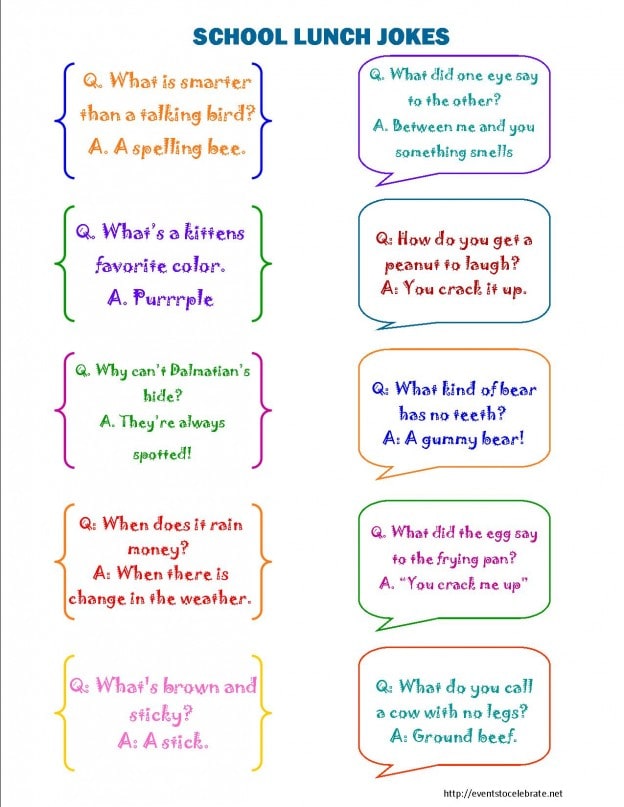 Hilarious Back to School Lunch Box Jokes – Free Printable - Party Ideas ...