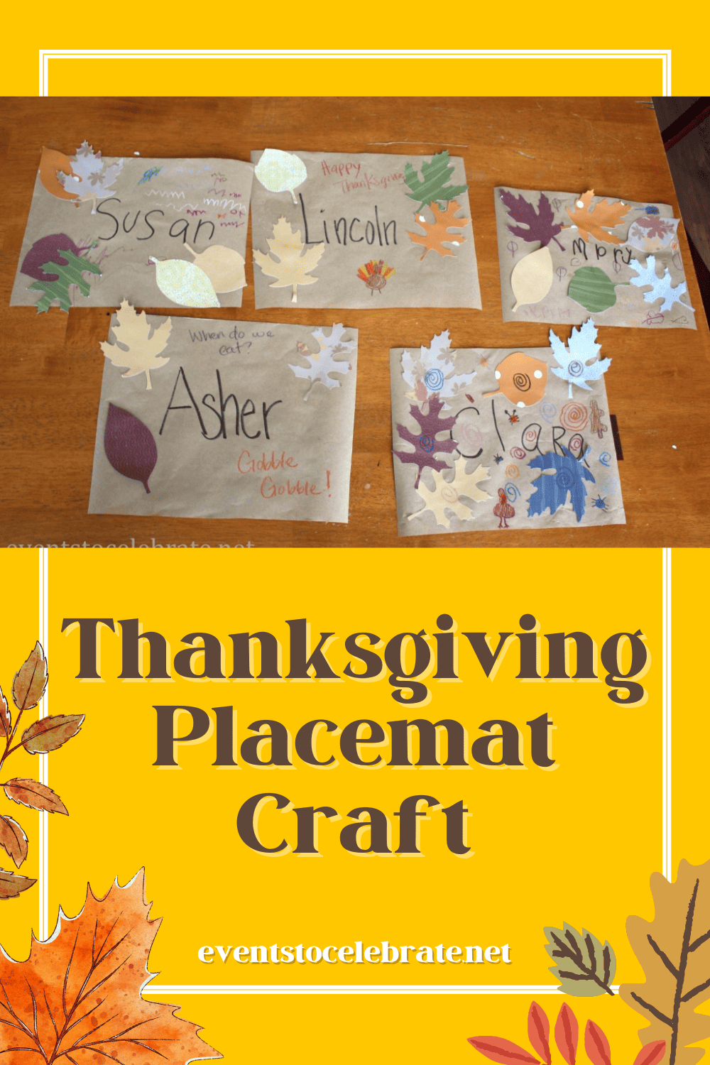 Thanksgiving Crafts for Kids - Placemats - Party Ideas for Real People
