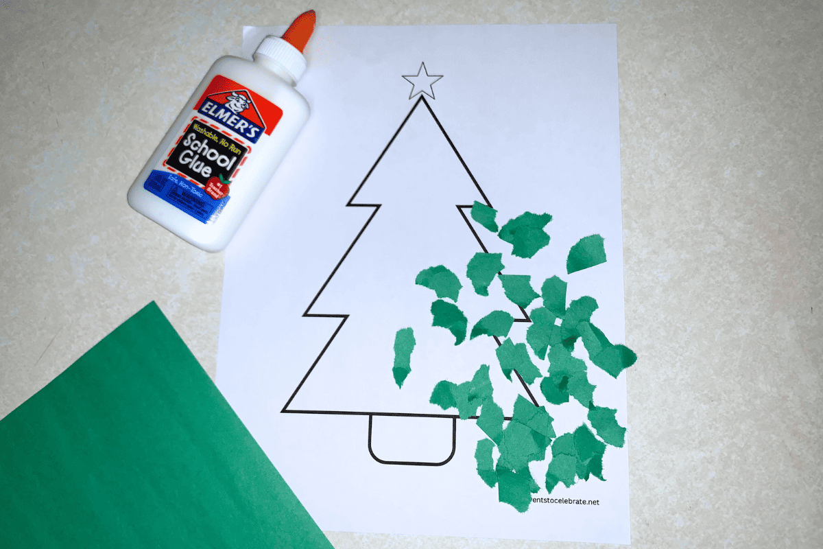 Christmas Tree Craft (Torn Paper Art) - Party Ideas for Real People