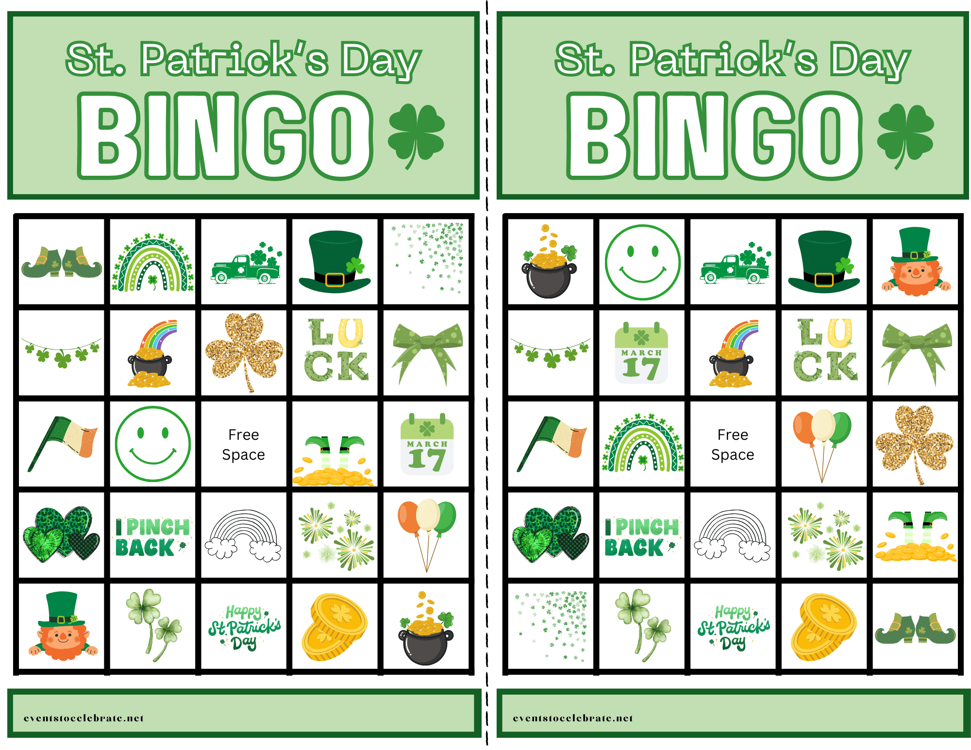 St. Patrick's Day Bingo Game - Free Printable - Party Ideas for Real People