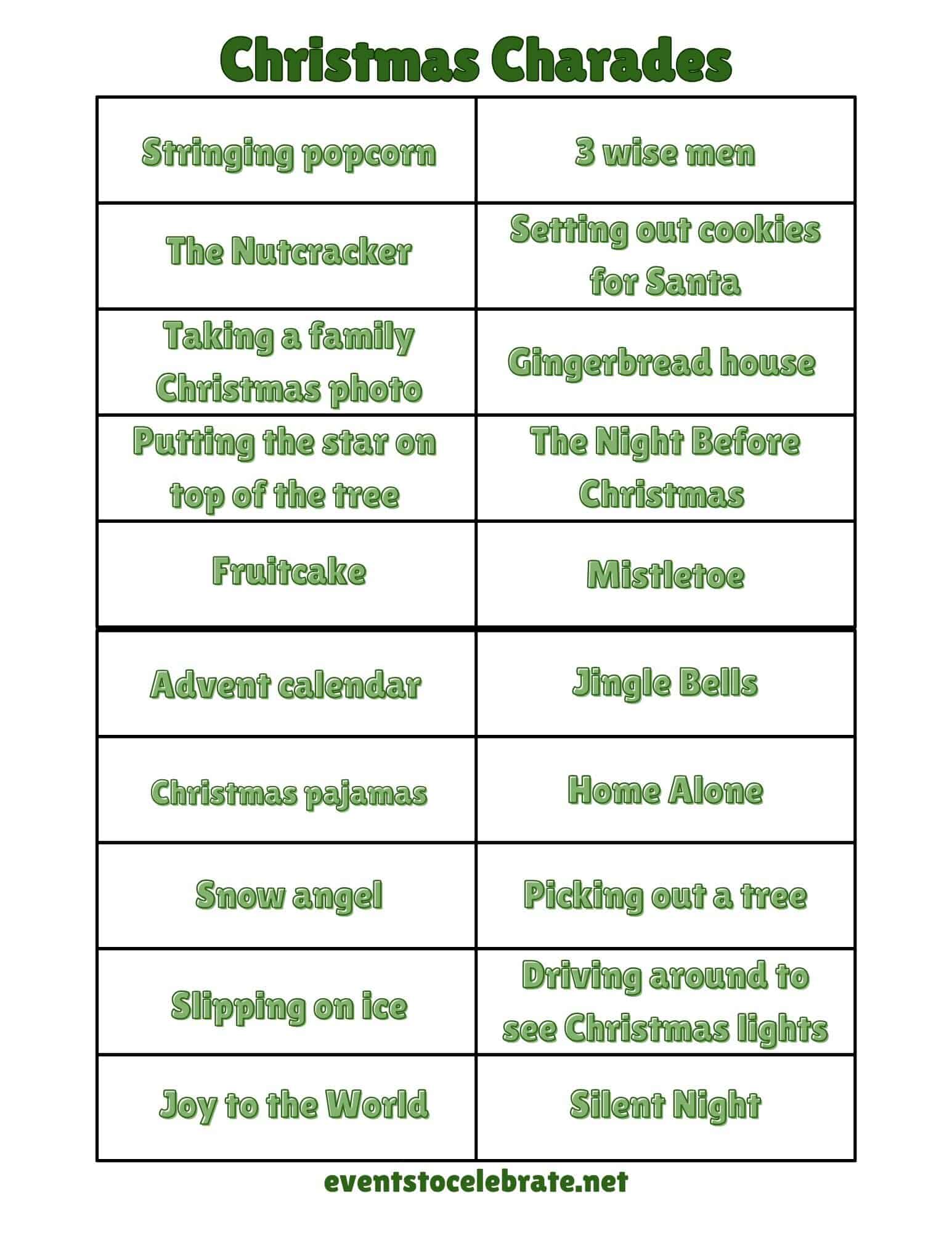 Free Printable Family Christmas Charades Game - Party Ideas for Real People